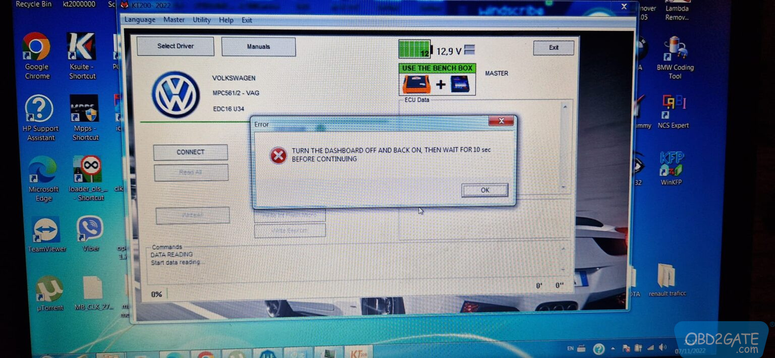 How to fix ECUHELP KT200 “Turn the dashboard off and back on ...